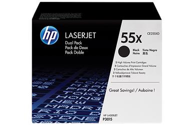 HP 55X 2-pack High Yield Black Original LaserJet Toner Cartridges